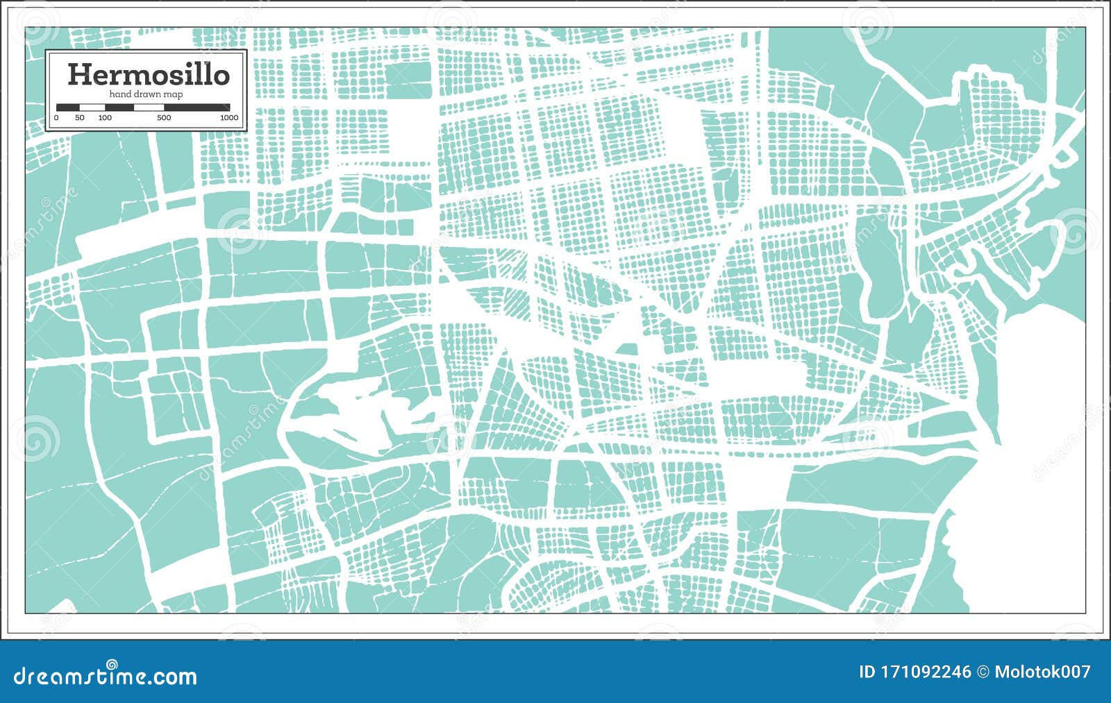 Hermosillo Mexico City Map In Black And White Color In Retro Style ...