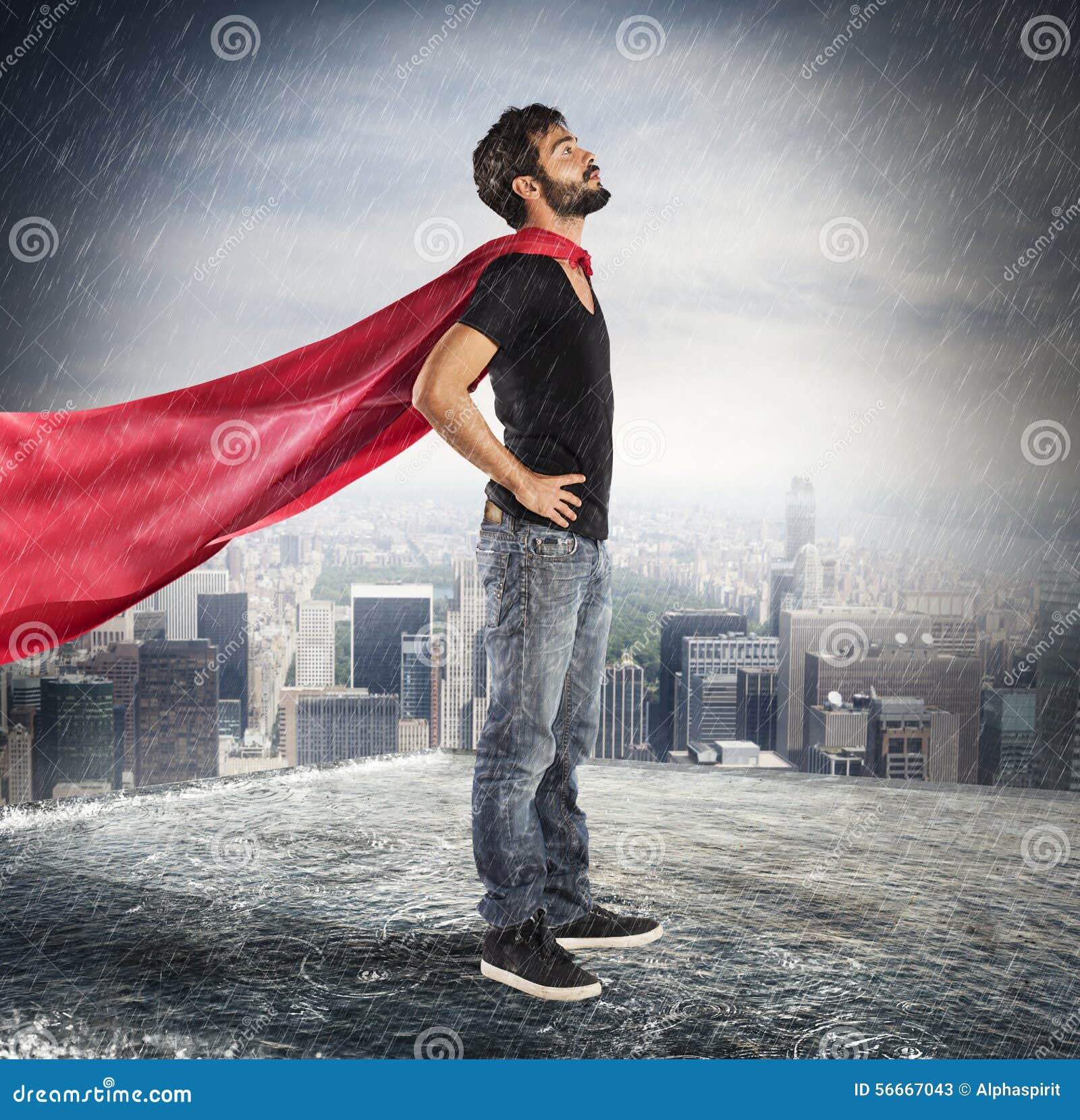 Hero confident boy stock image. Image of superhero, raindrop - 56667043