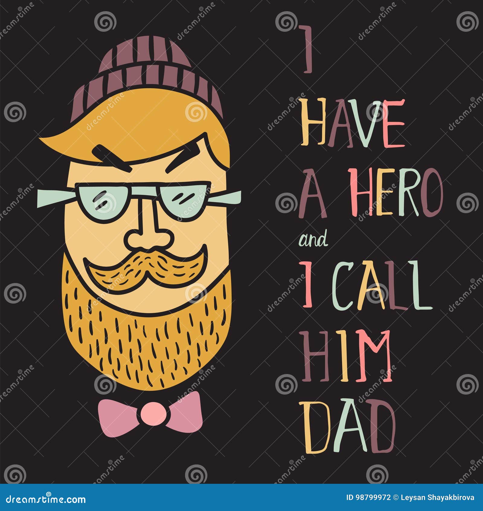 Hero dad two stock vector. Illustration of greeting, beard - 98799972
