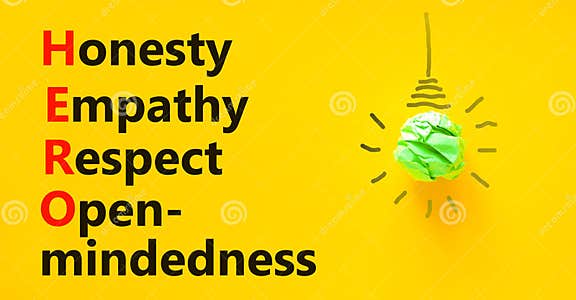 Hero Honesty Empathy Respect Open Mindedness Symbol Concept Words Hero