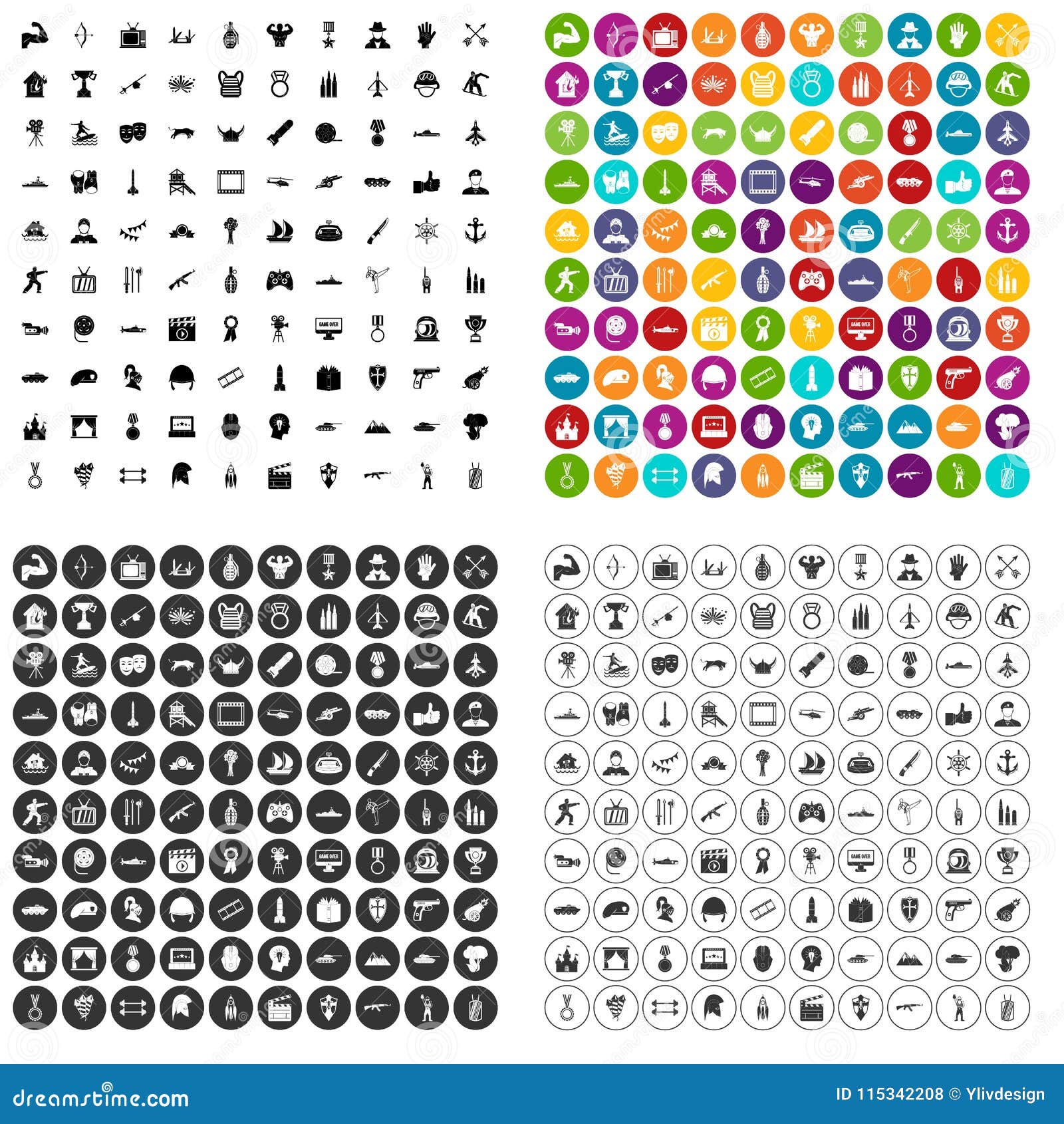 100 Hero Icons Set Vector Variant Stock Vector - Illustration of bark ...