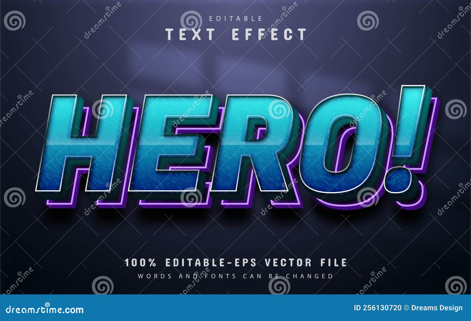 Hero Text, Blue Gradient Text Effect Stock Vector - Illustration of ...