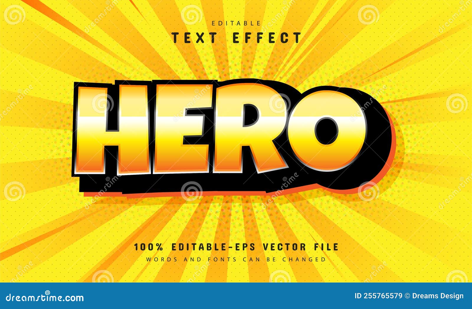 Hero Text Effect, Cartoon Style Design Stock Vector - Illustration of ...
