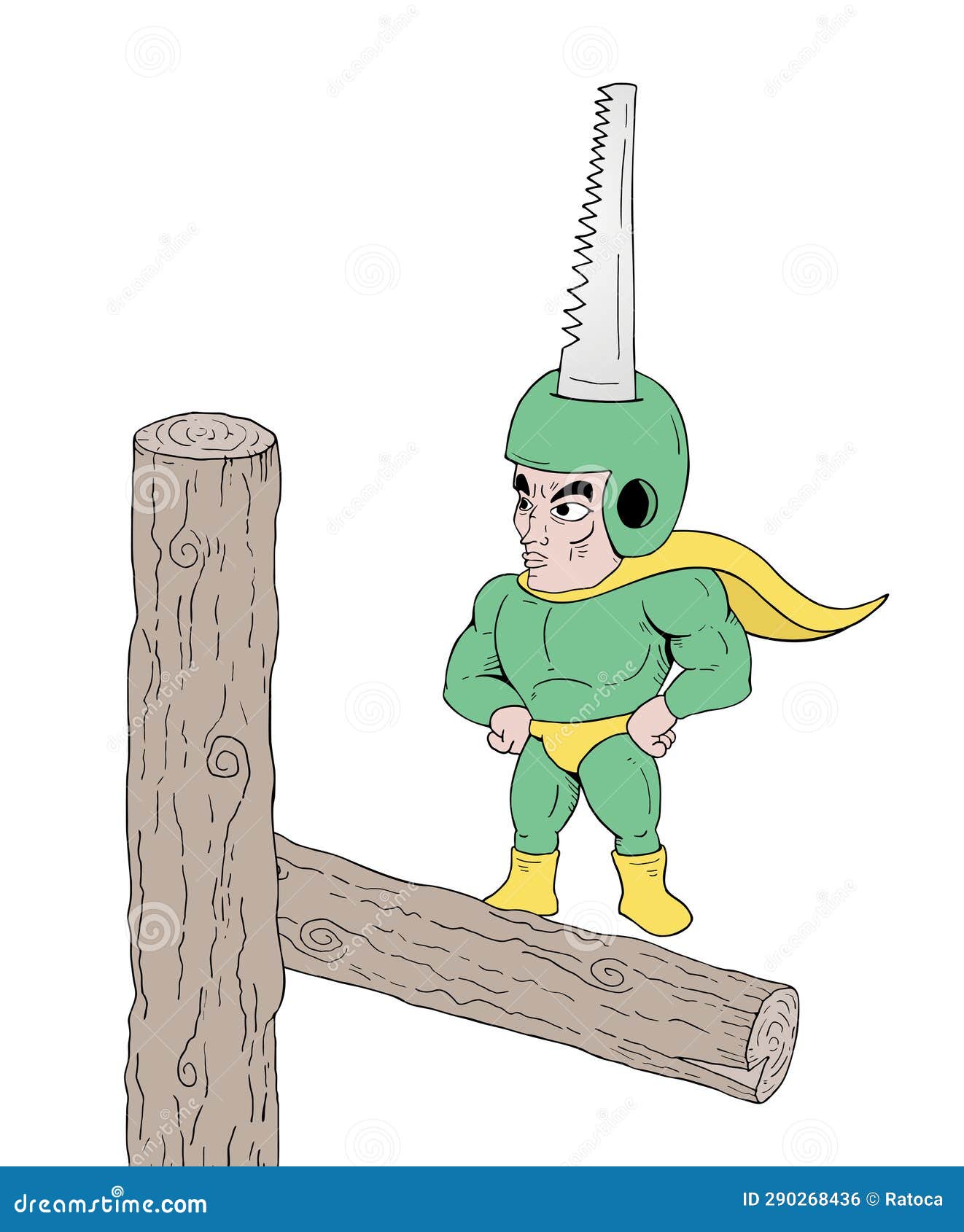 Hero wood cutter draw stock illustration. Illustration of isolated ...