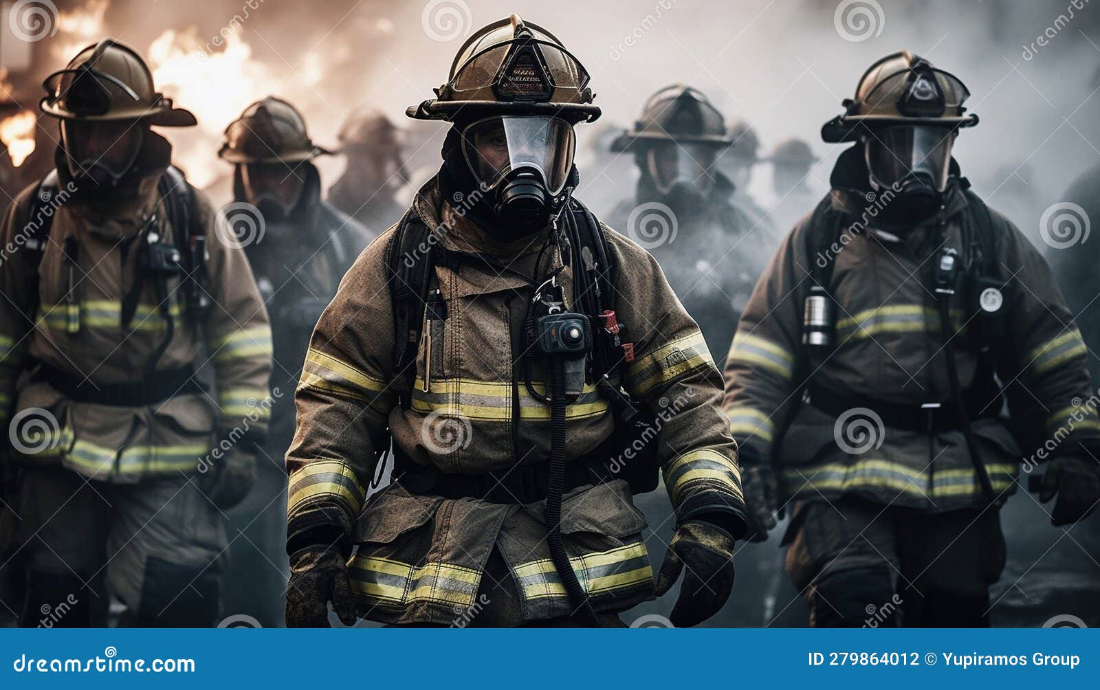 Heroes in Protective Workwear Standing Outdoors, Ready for Fire Rescue ...