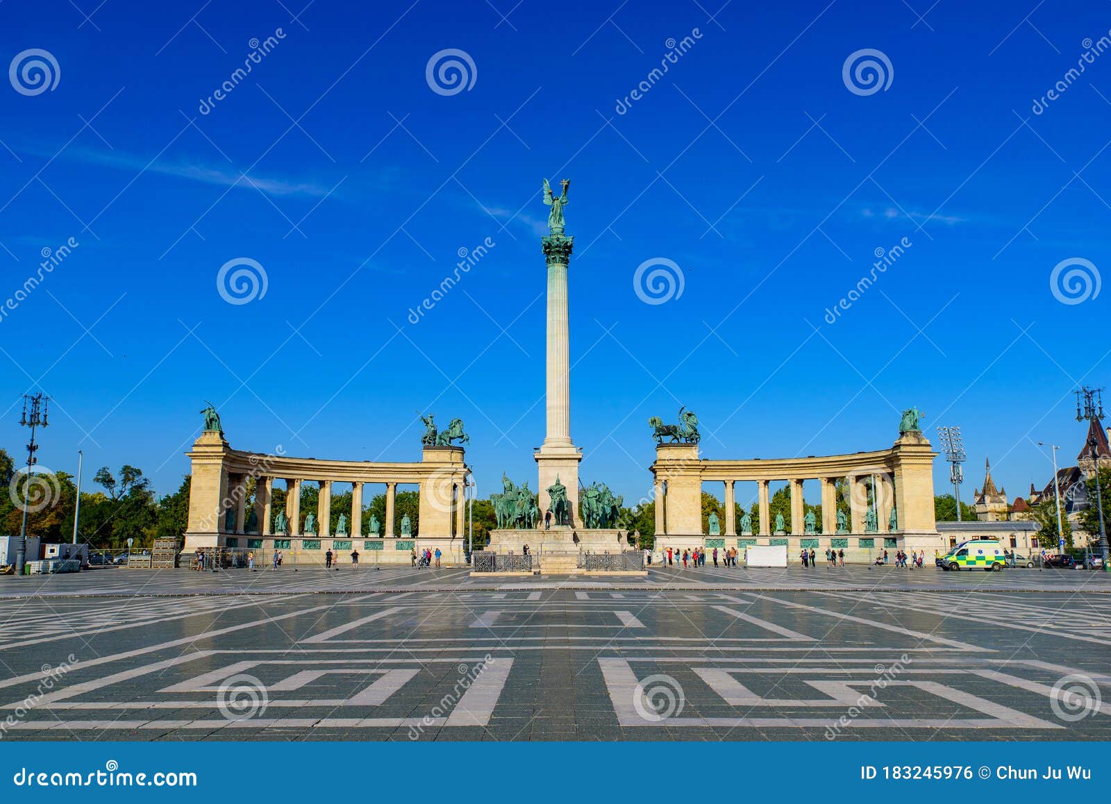 Heroes` Square at City Park, Budapest, Hungary Stock Photo - Image of ...