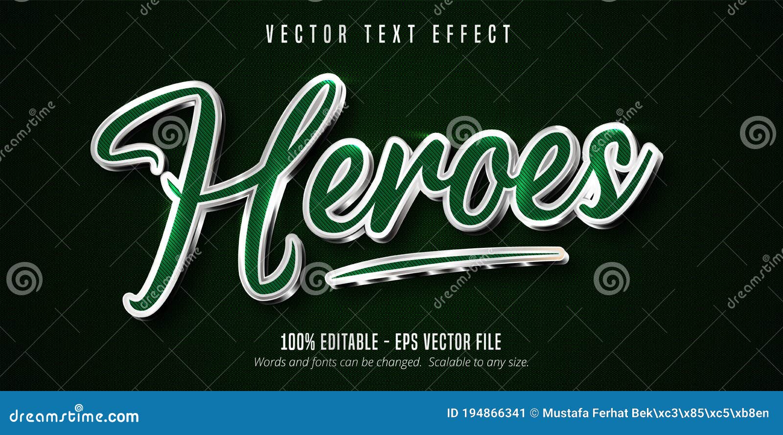 Heroes Text, Green Color and Shiny Silver Style Editable Text Effect ... Heroes Text, Green Color and Shiny Silver Style Editable Text Effect ...
