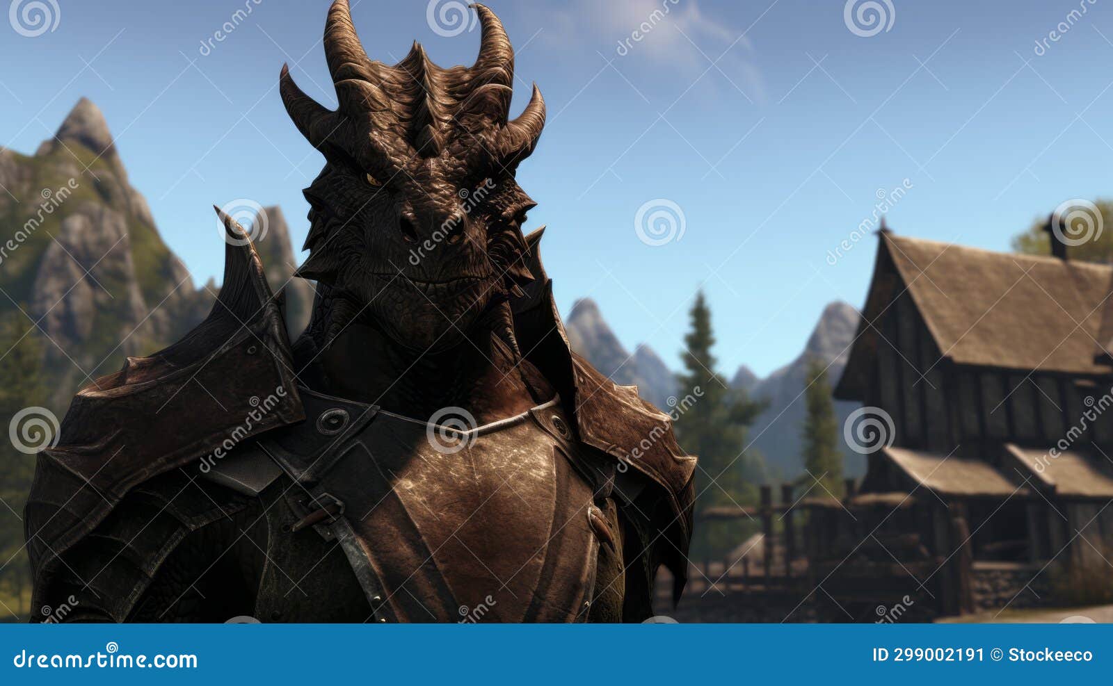 Heroic Dragon Portrait in Unreal Engine Style Stock Illustration ...