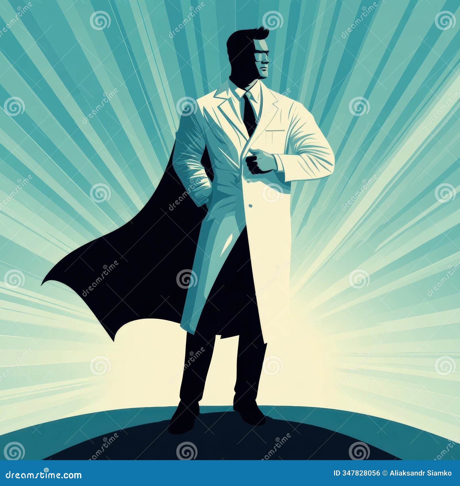 Heroic Figure in a Lab Coat Stands Confidently with a Cape Stock ...
