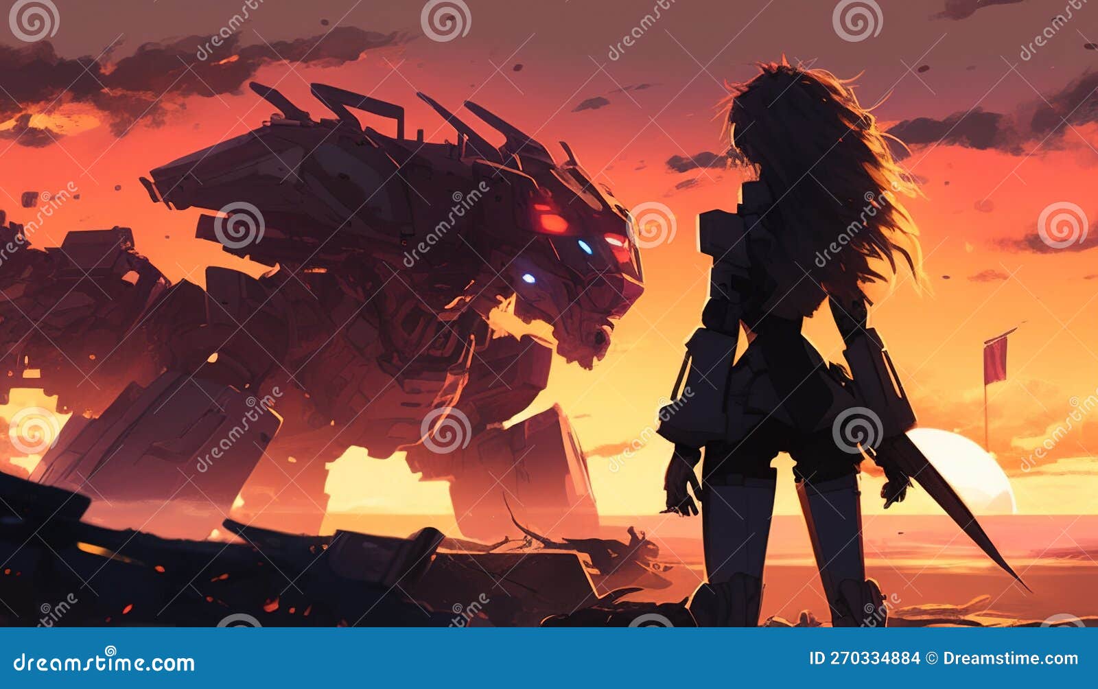 Heroic Lone Warrior Standing Ready for the Final Battle Stock ...