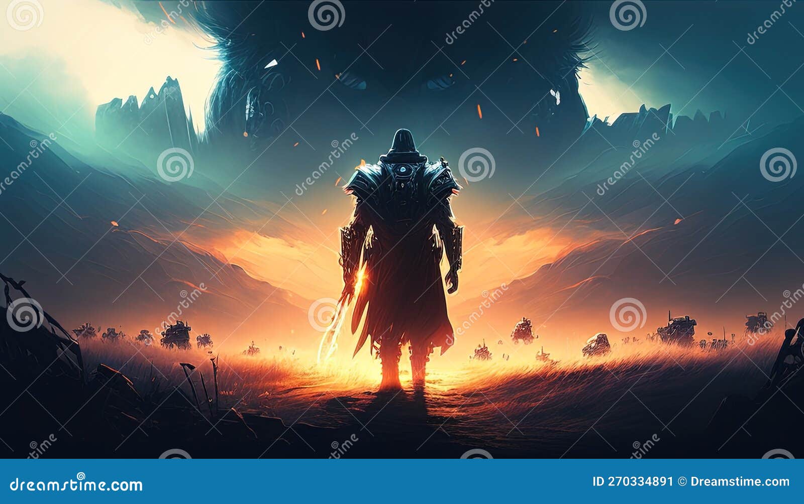 Heroic Lone Warrior Standing Ready for the Final Battle Stock ...