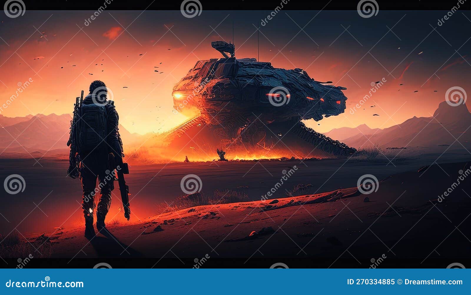 Heroic Lone Warrior Standing Ready for the Final Battle Stock ...