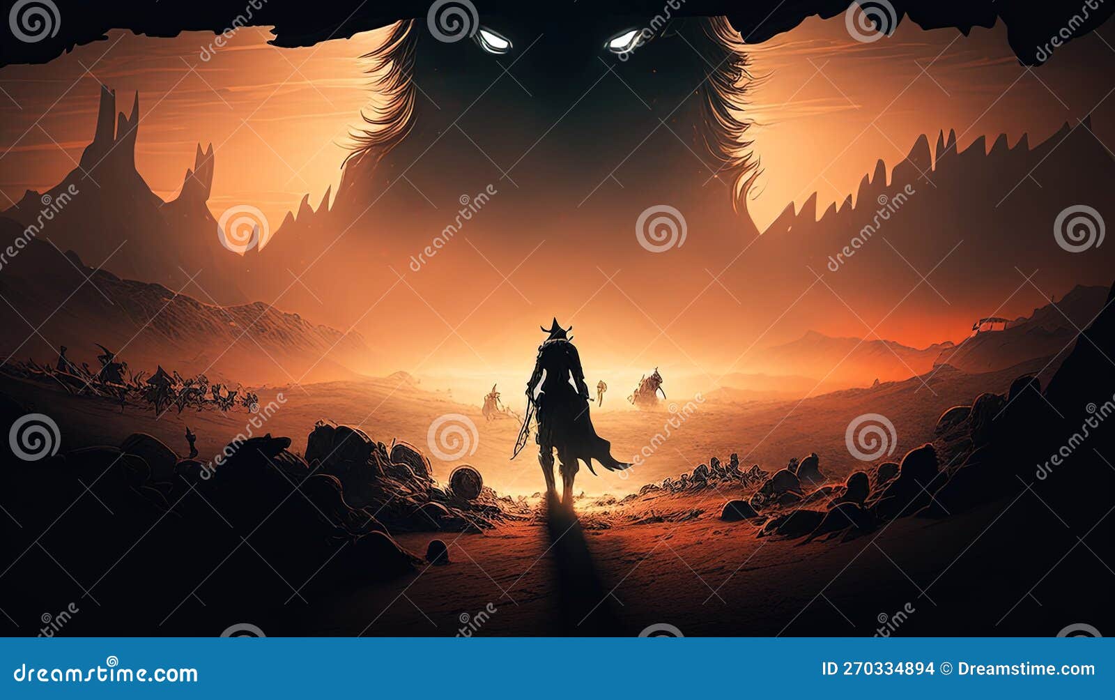 Heroic Lone Warrior Standing Ready for the Final Battle Stock ...