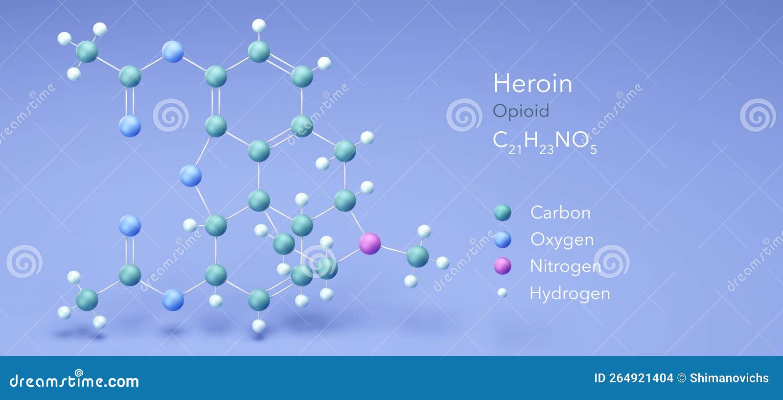 Heroin Molecular Structure, Diacetylmorphine 3d Model, Structural ...