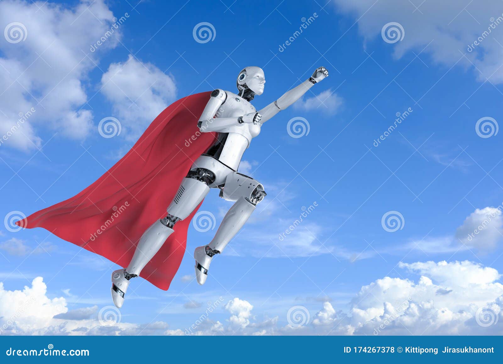 Heroine Cyborg With Red Cloak Stock Photography | CartoonDealer.com ...
