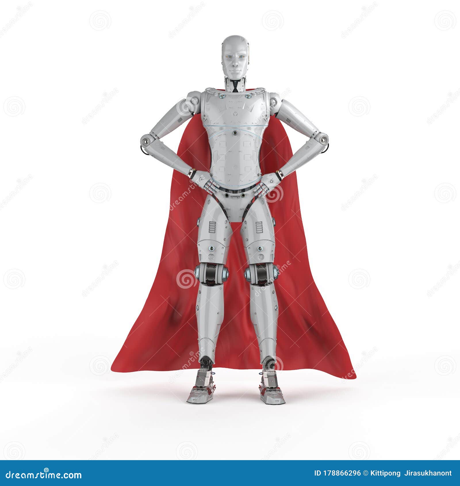 Heroine Cyborg With Red Cloak Royalty-Free Stock Image | CartoonDealer ...