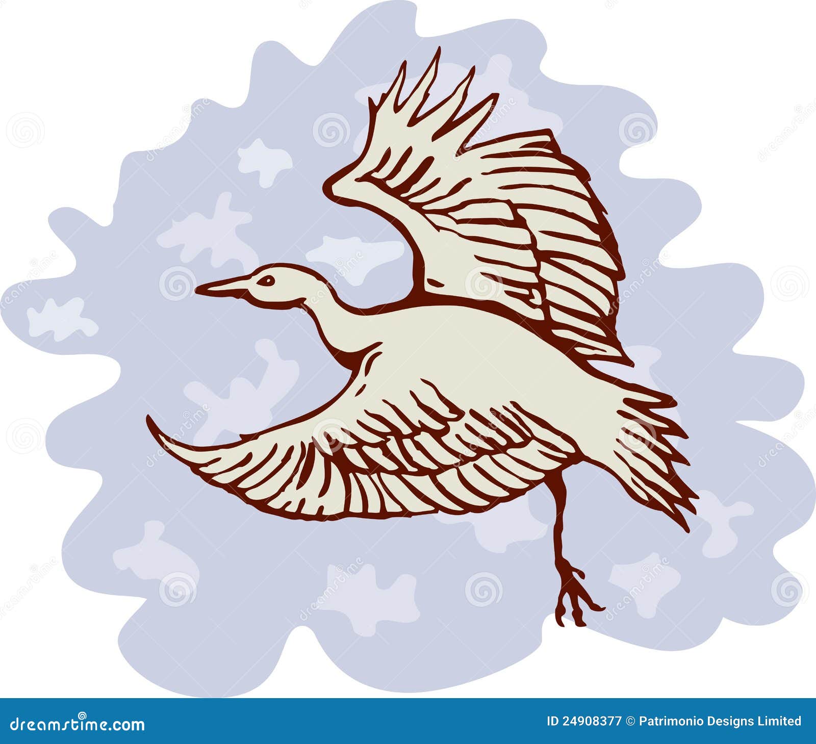 Heron Crane Flying Side View Shield Retro Royalty-Free Stock Photo ...