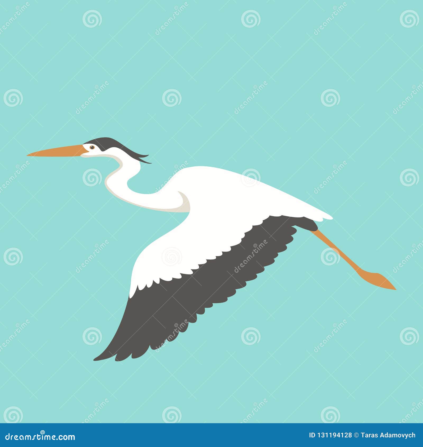 The Heron is Flying Vector Illustration Flat Style Profile Stock Vector ...