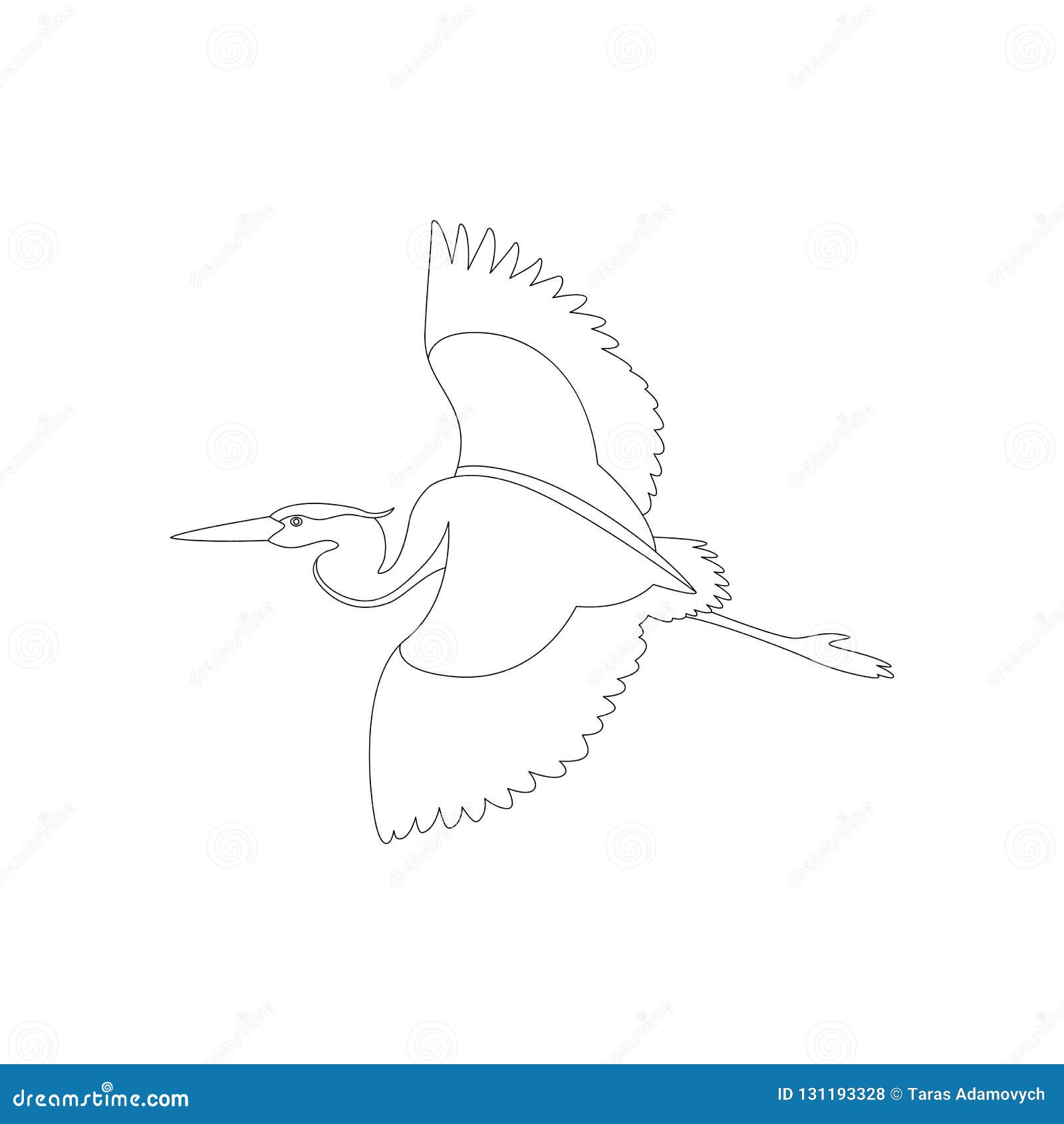 The Heron is Flying Vector Illustration Lining Draw Stock Vector ...