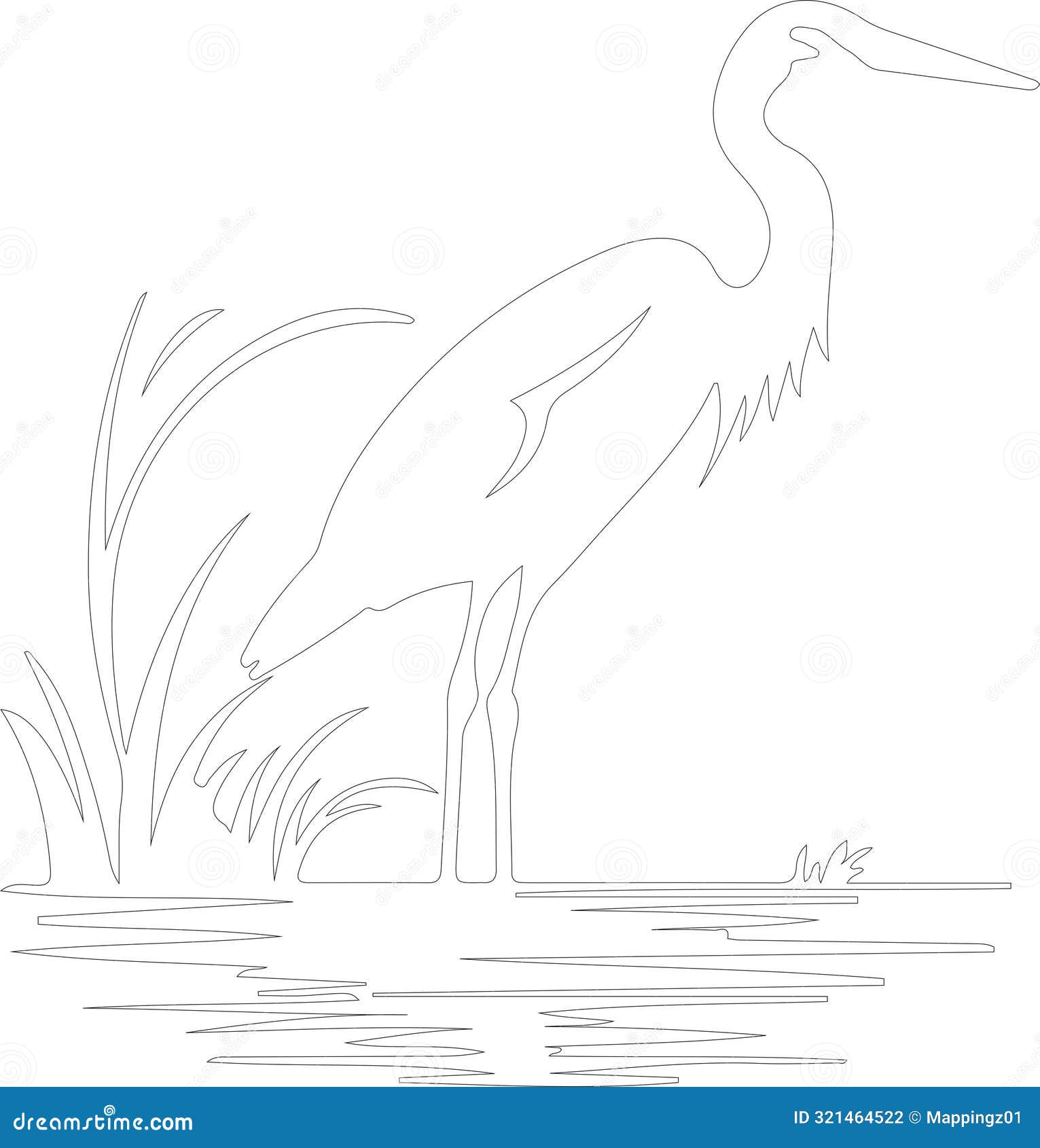 Heron Outline Silhouette Generative Ai Stock Vector - Illustration of ...