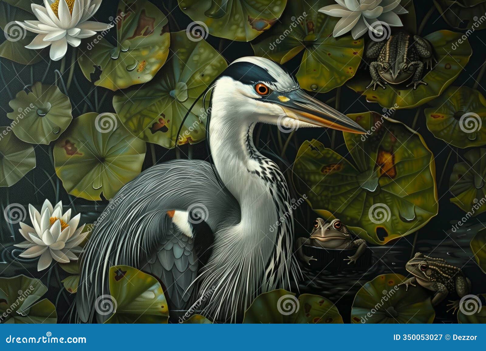 Heron Toad Abstract Images Paintings on the Swamp Stock Image - Image ...
