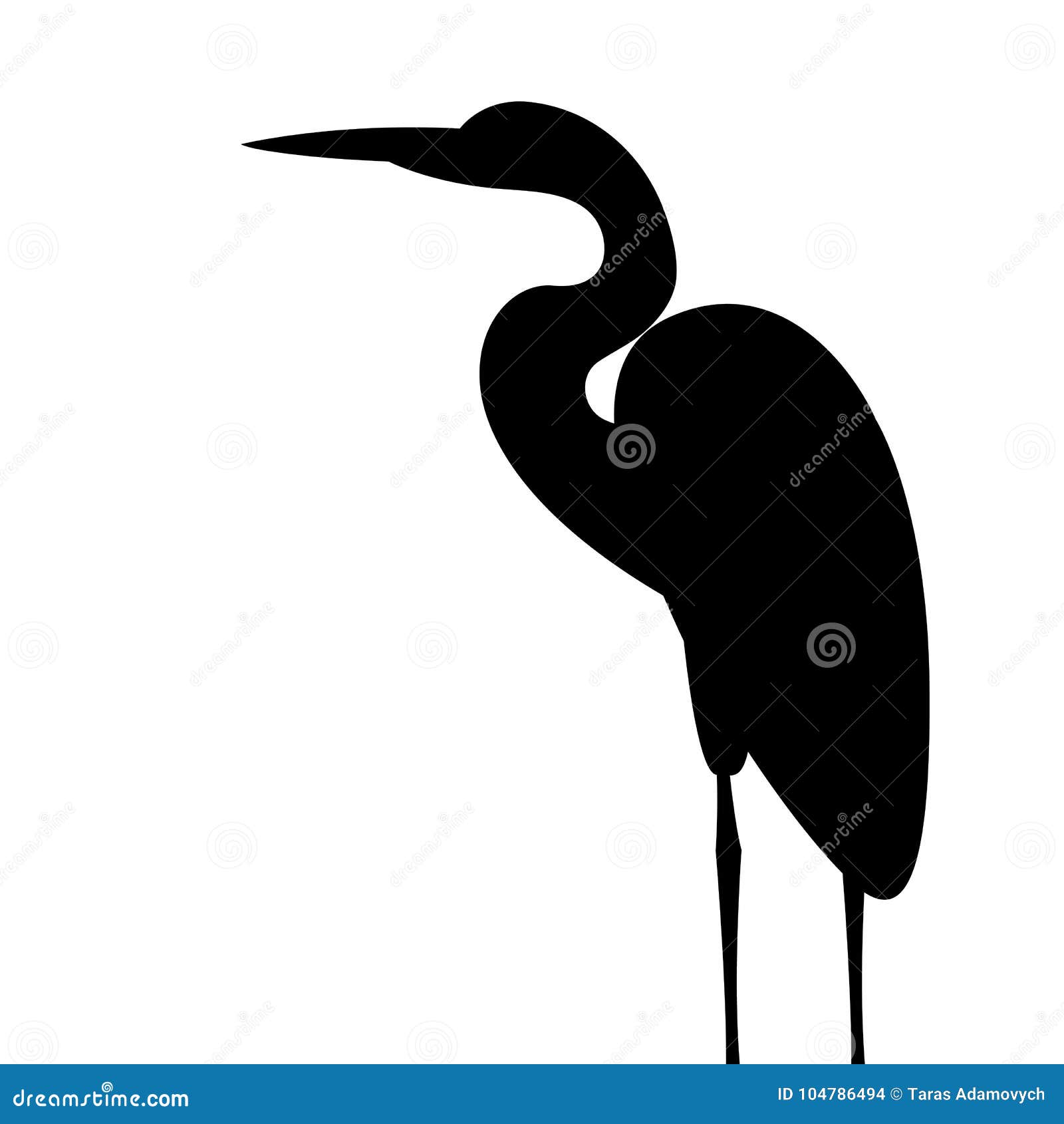 Heron Vector Illustration Black Silhouette Profile Stock Vector ...