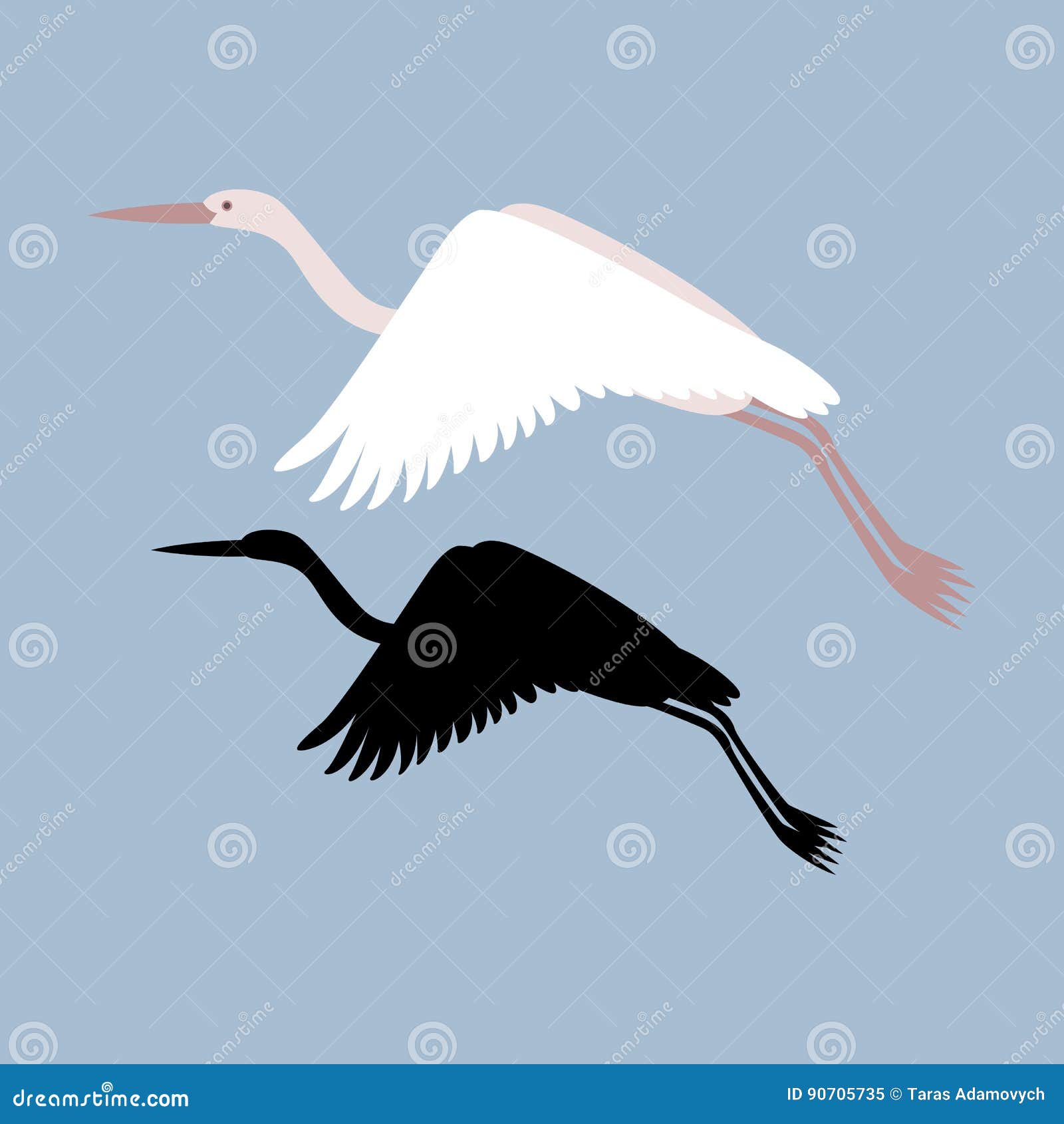 Heron Vector Illustration Style Flat Stock Vector - Illustration of ...