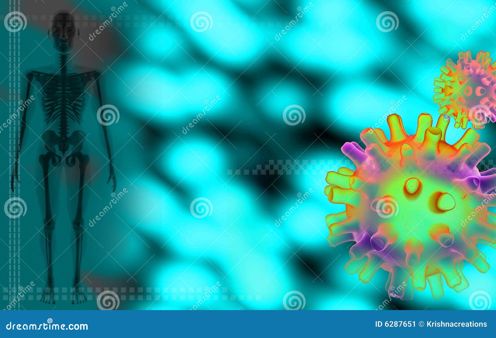 Herpes Simplex Virus and Skeleton Stock Illustration - Illustration of ...