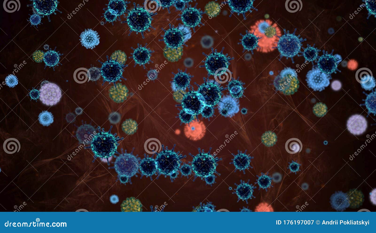 Herpes Virus or Germs Microorganism Cells Under Microscope. Fast ...