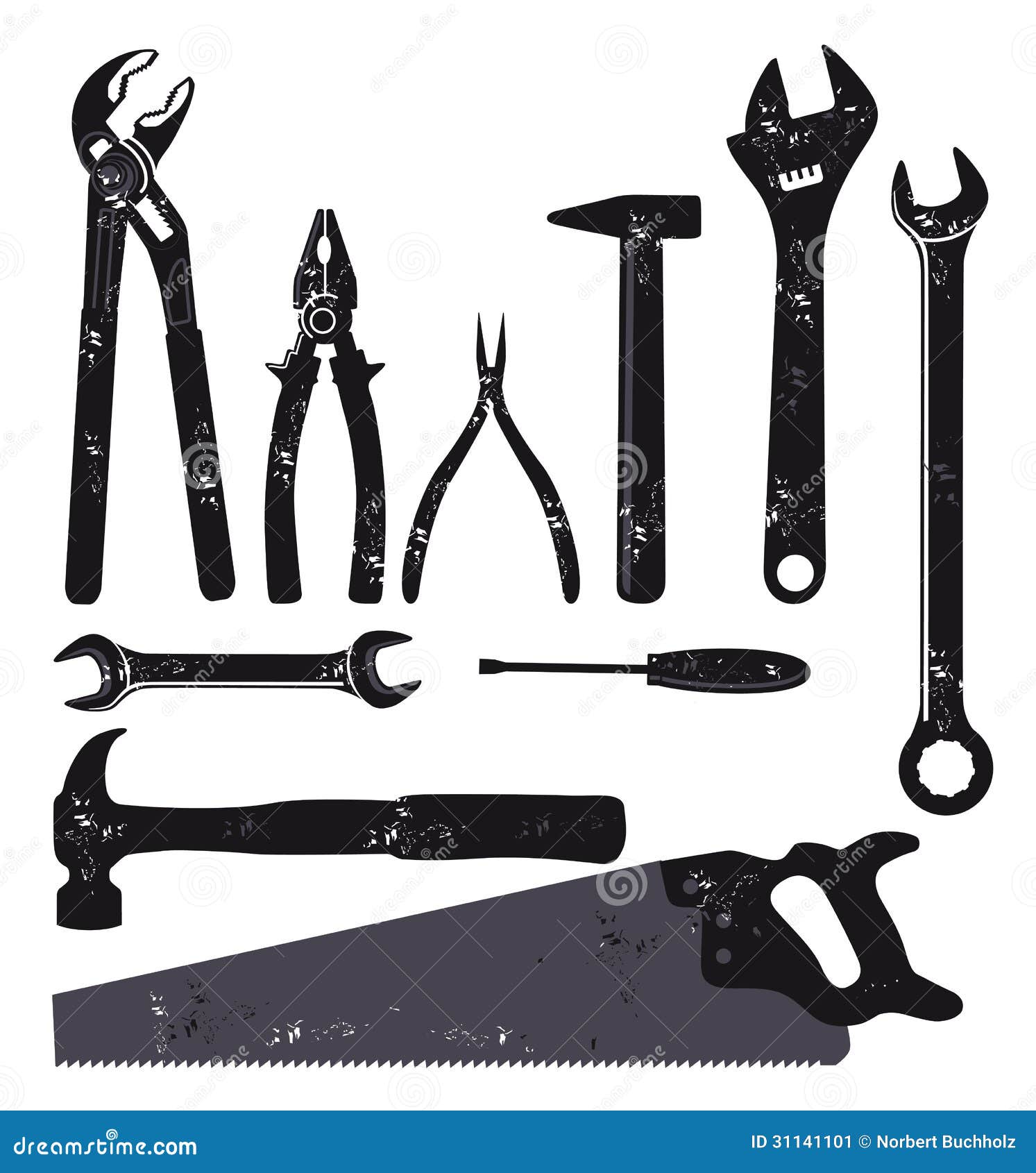 Herramientas Blancos Y Negros De La Mano Ilustración del Vector ...