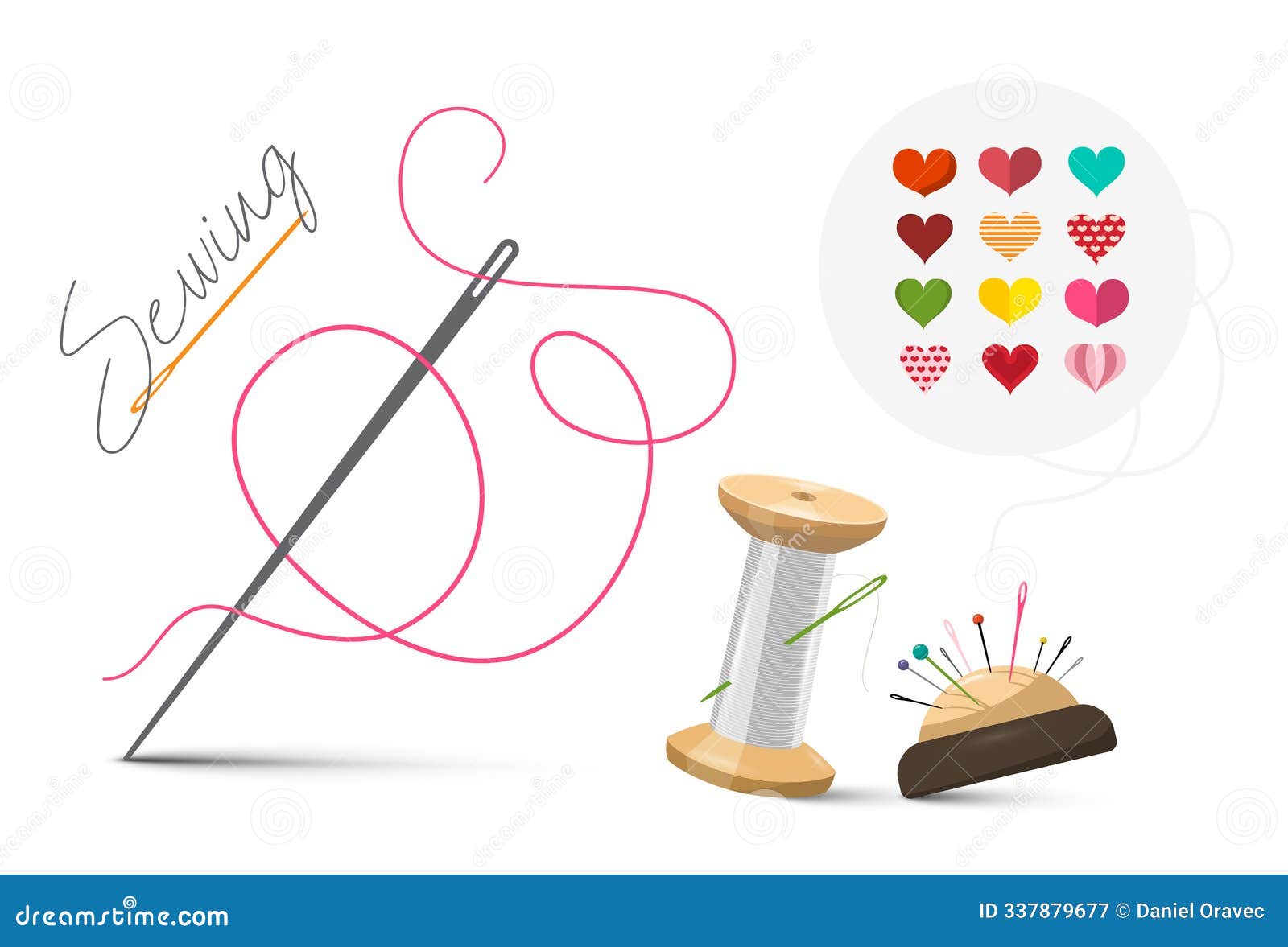 Herramientas De Coser Con Vector De Agujas Y Hilos Ilustración del ...