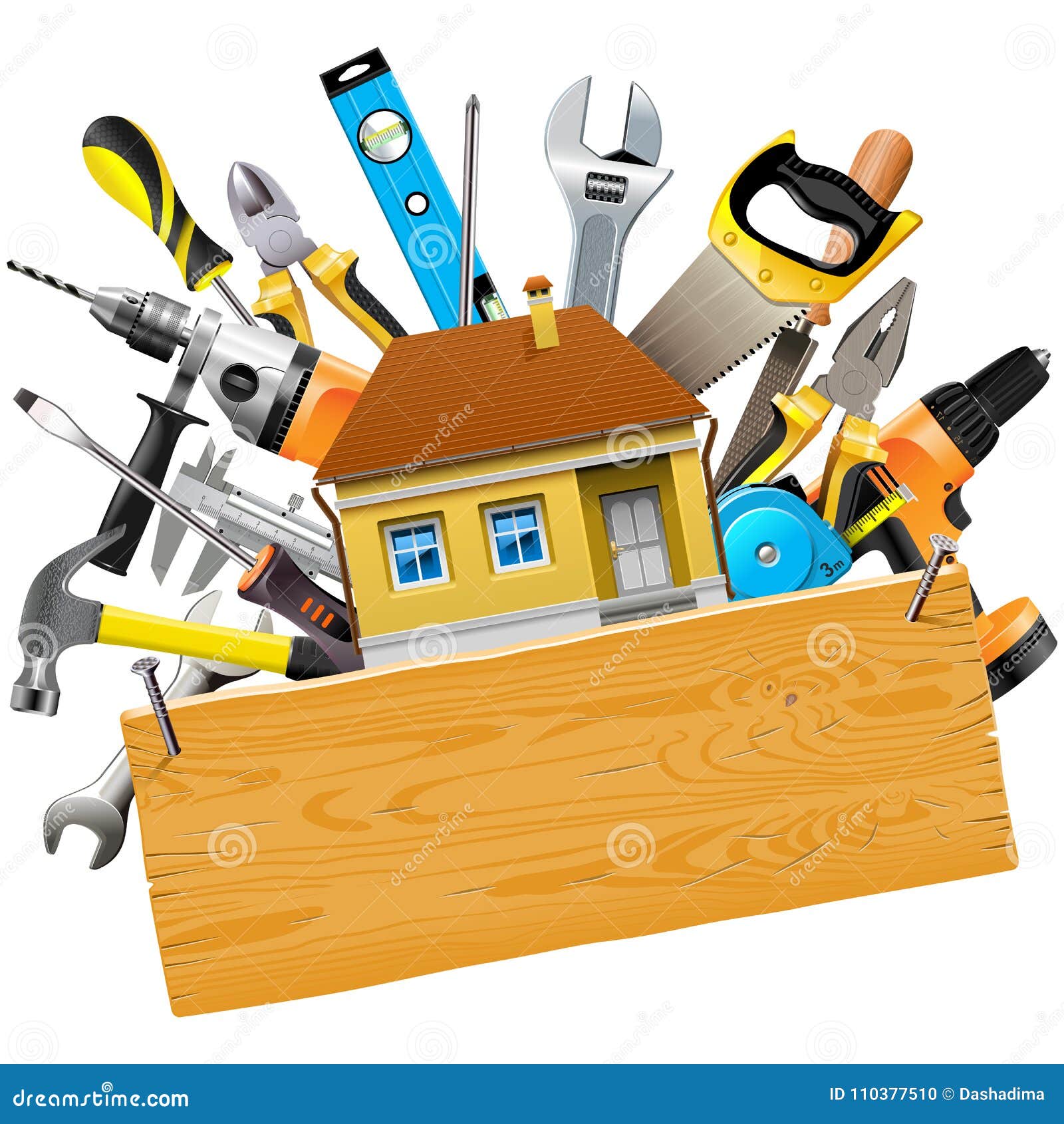 Herramientas De La Construcción Del Vector Con La Casa Ilustración del ...