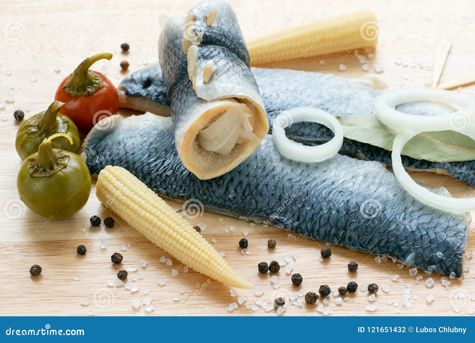 Herring Fillet Marinated. Cold Appetizer Stock Photo - Image of ...
