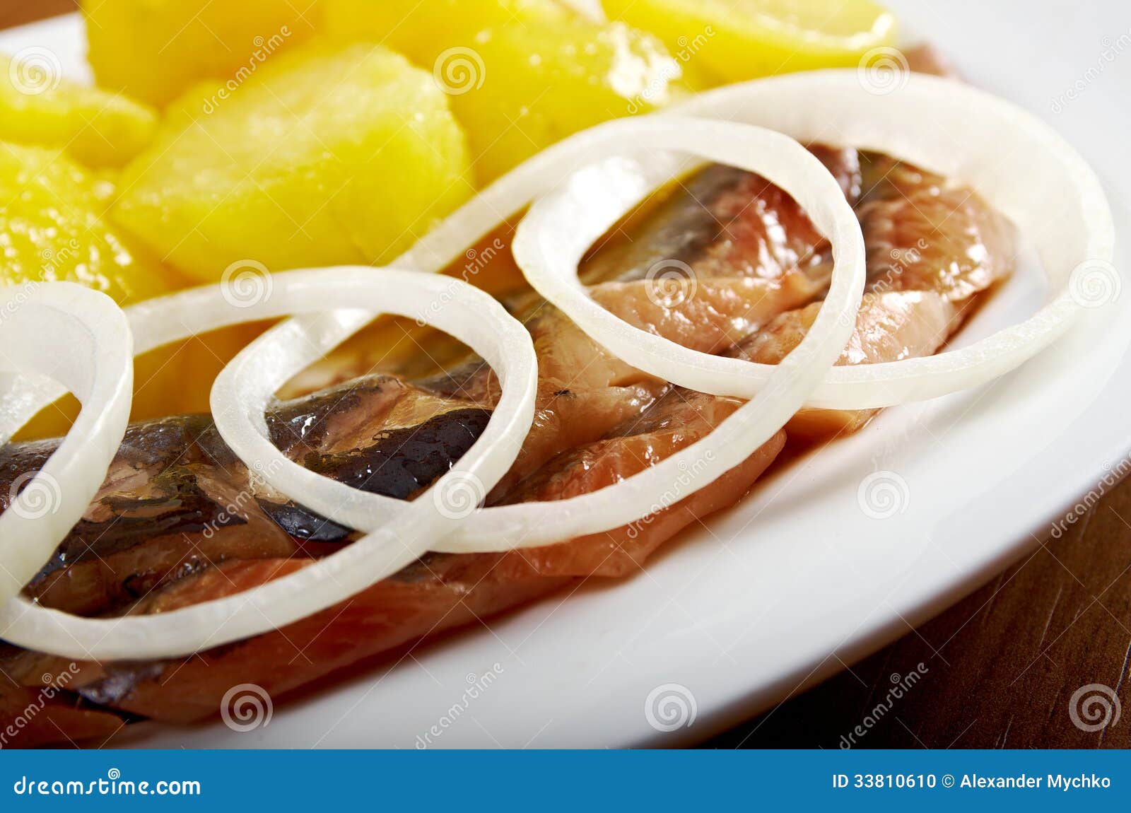 Herring Fish Fillets with Potato Stock Photo - Image of potato, pepper ...