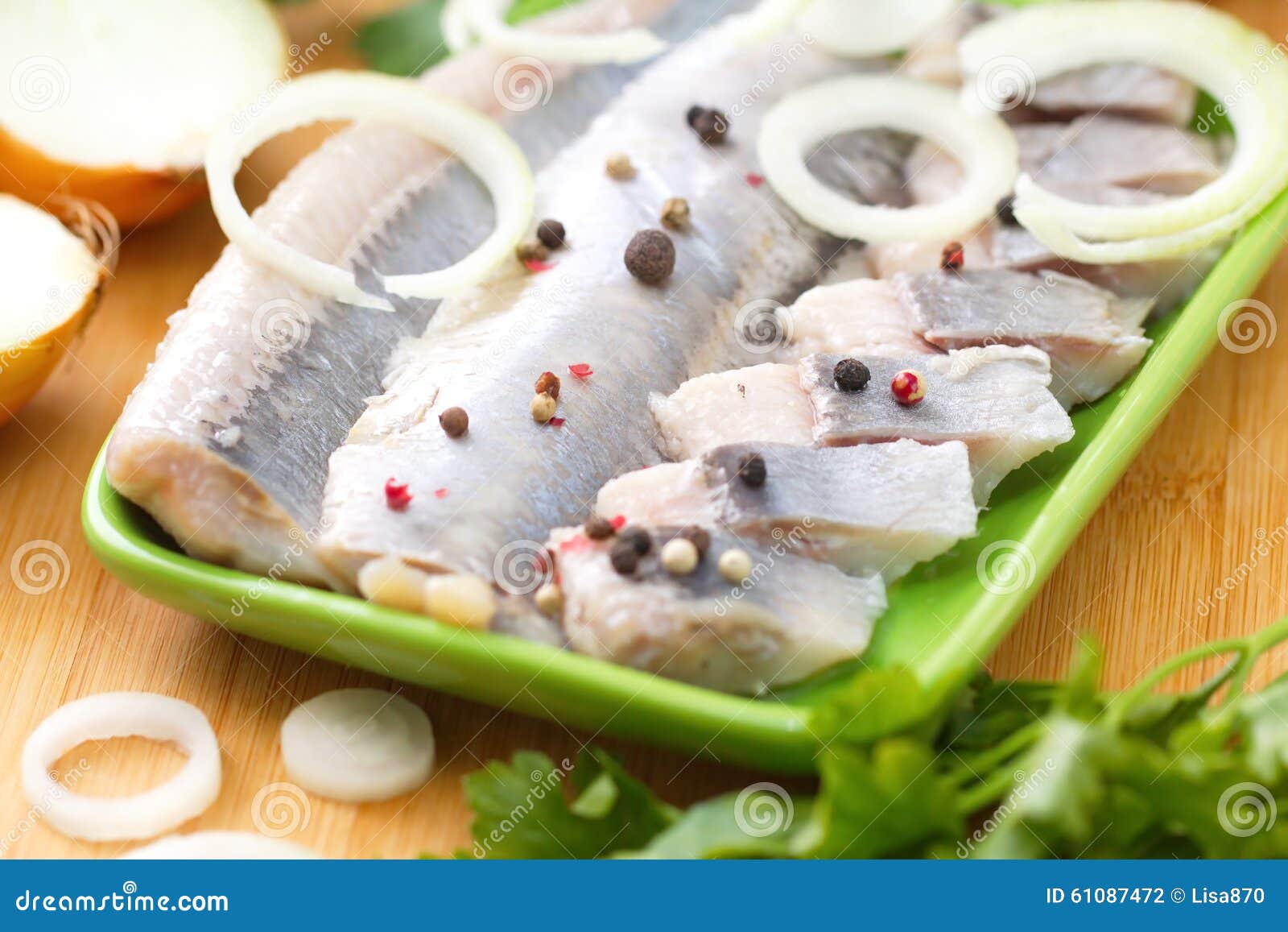 Herring with Herbs,onion and Spices Stock Photo - Image of norwegian ...