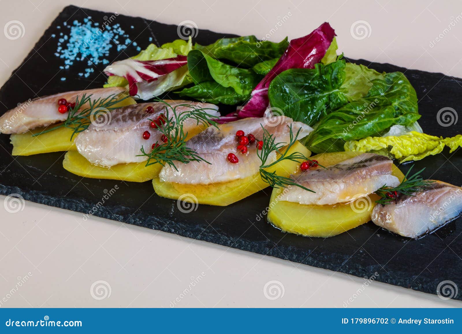 Herring with potao stock photo. Image of table, food - 179896702