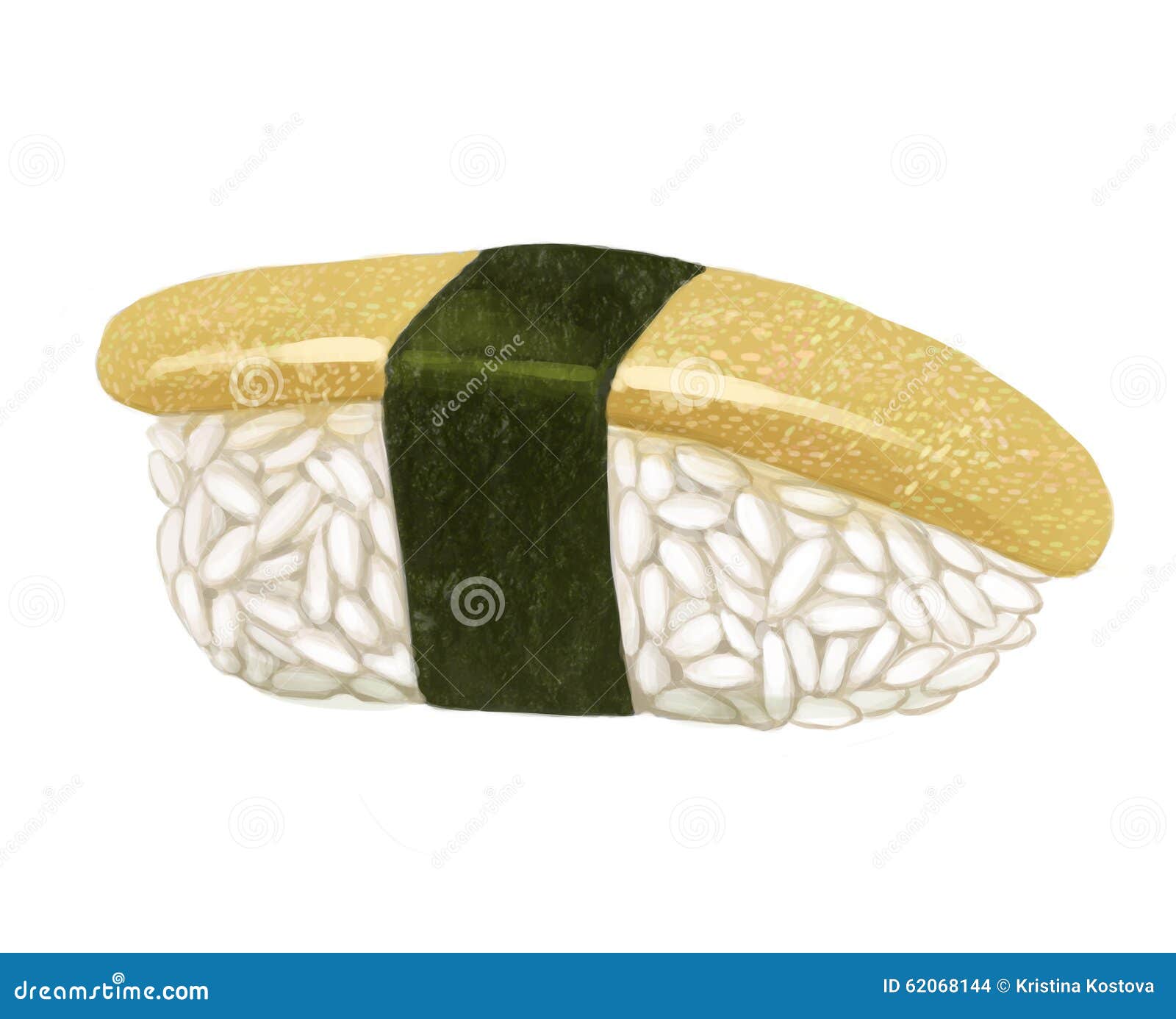 Herring Roe Kazunoko Sushi with Algae, Rise and Fish on a White ...