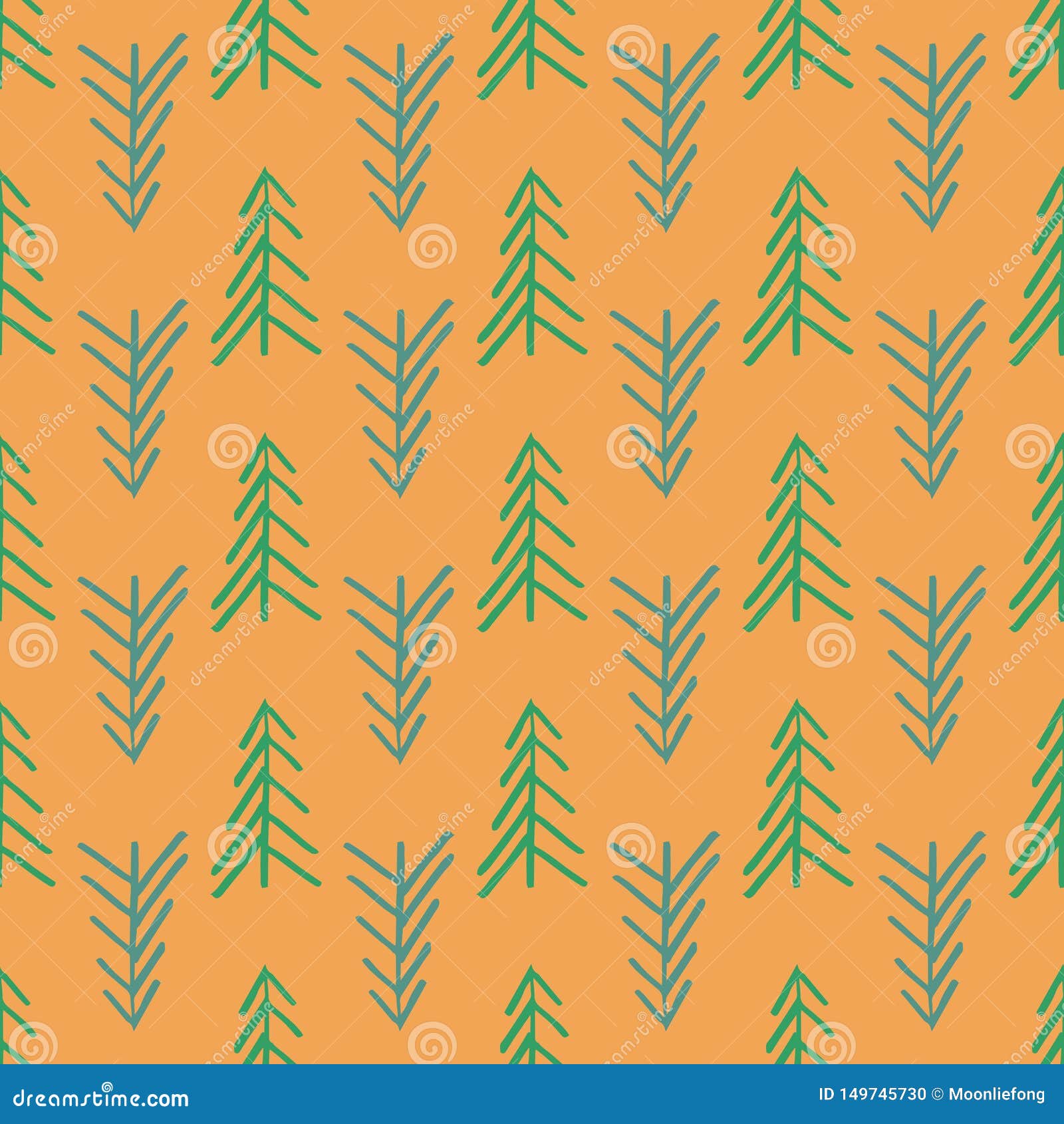 Orange Herringbone Tree Seamless Repeat Pattern Stock Vector ...