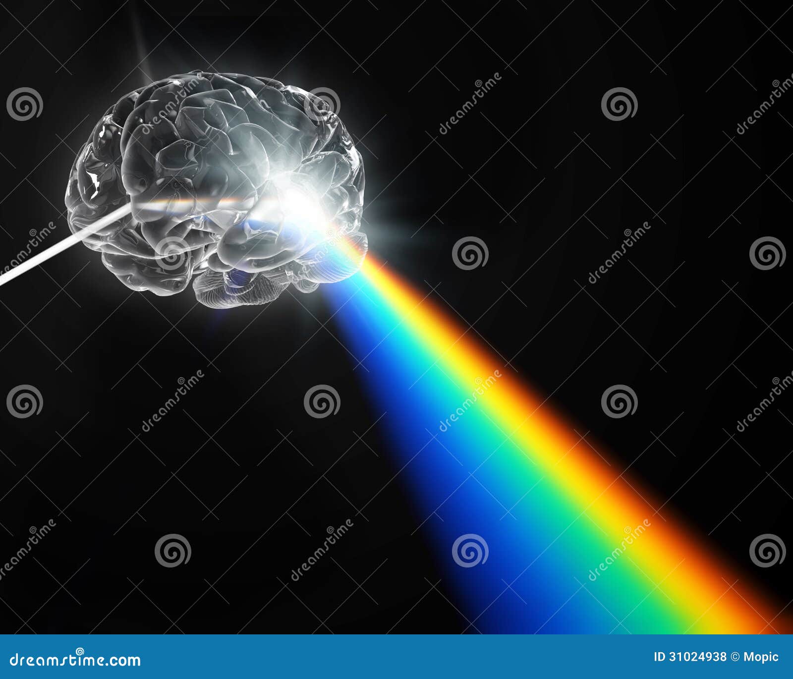 Hersenen Vormden Prisma Die Wit Licht Verspreiden Stock Illustratie ...
