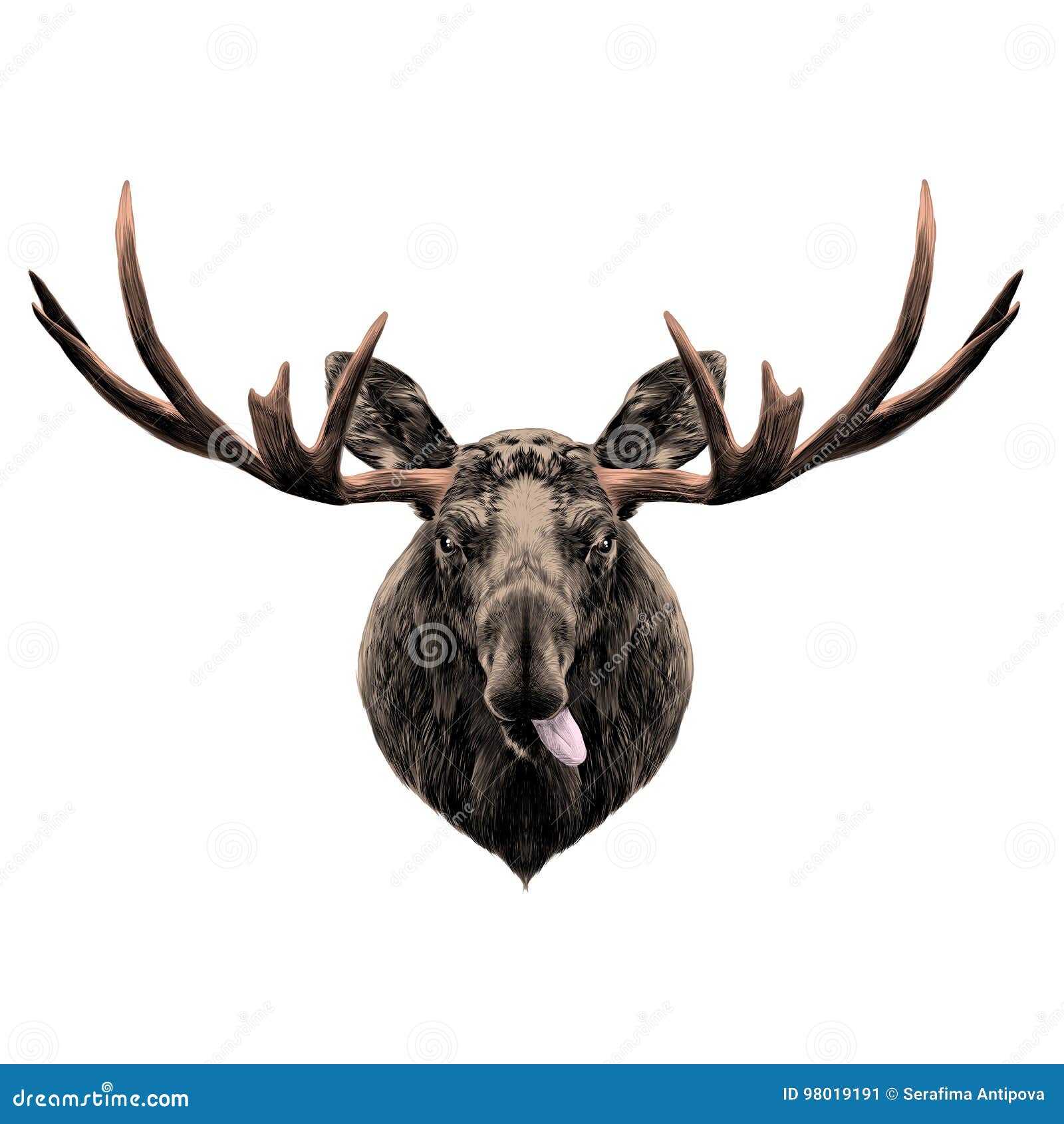 Herten Hoofd Grappig Met De Taal Vector Illustratie - Illustration of ...