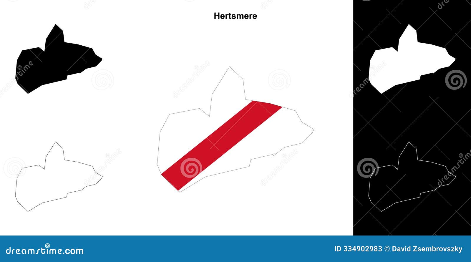 Hertsmere outline map stock illustration. Illustration of silhouette ...