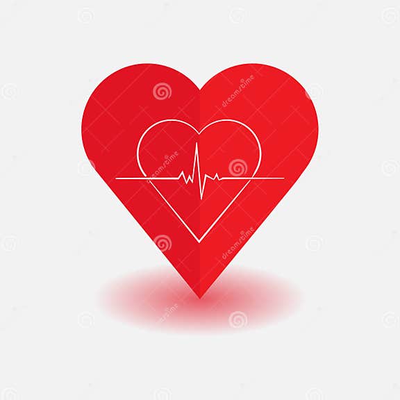 Herz Mit Kardiogramm, Herzfrequenz, Kardiogramm-Messung Stock Abbildung ...