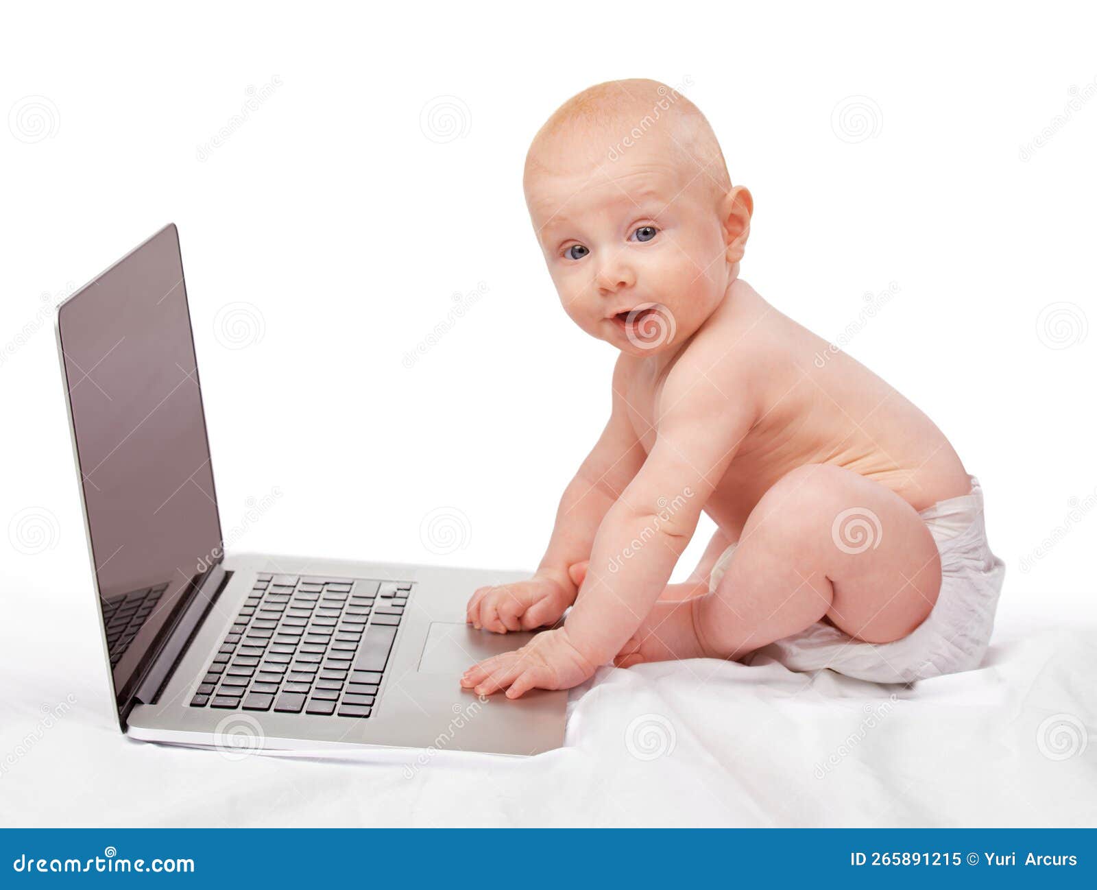 Hes Already Learning the Ways of Technology. a Baby Boy with a Laptop ...