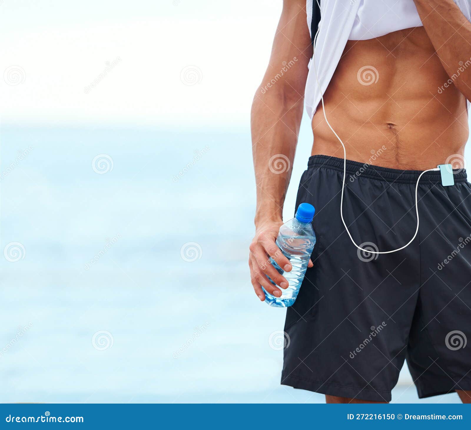 Hes Built a Solid Body. a Mans Abs while on His Morning Run. Stock ...