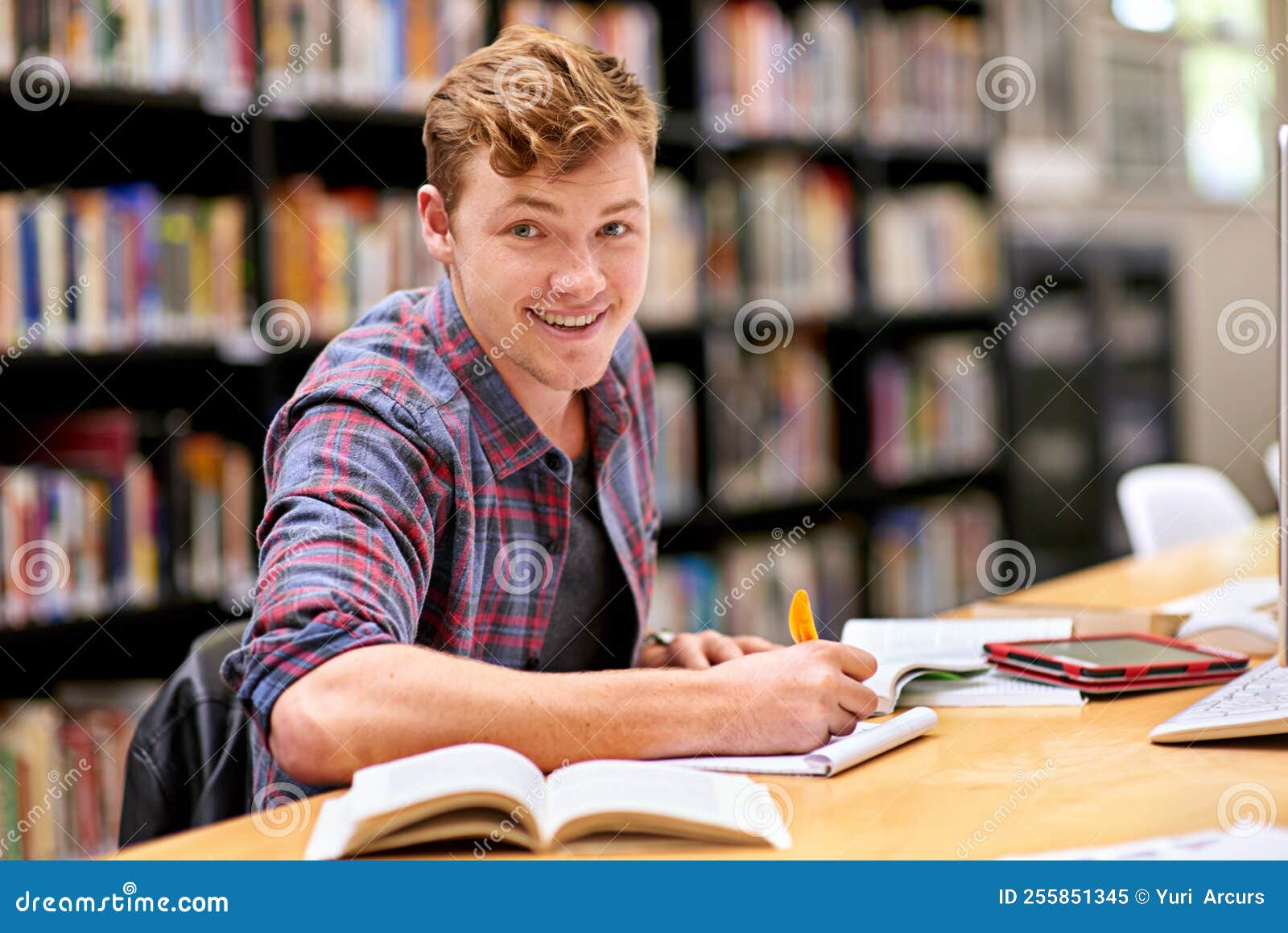 Hes Confident about Tomorrows Test. Portrait of a Male Student Studying ...