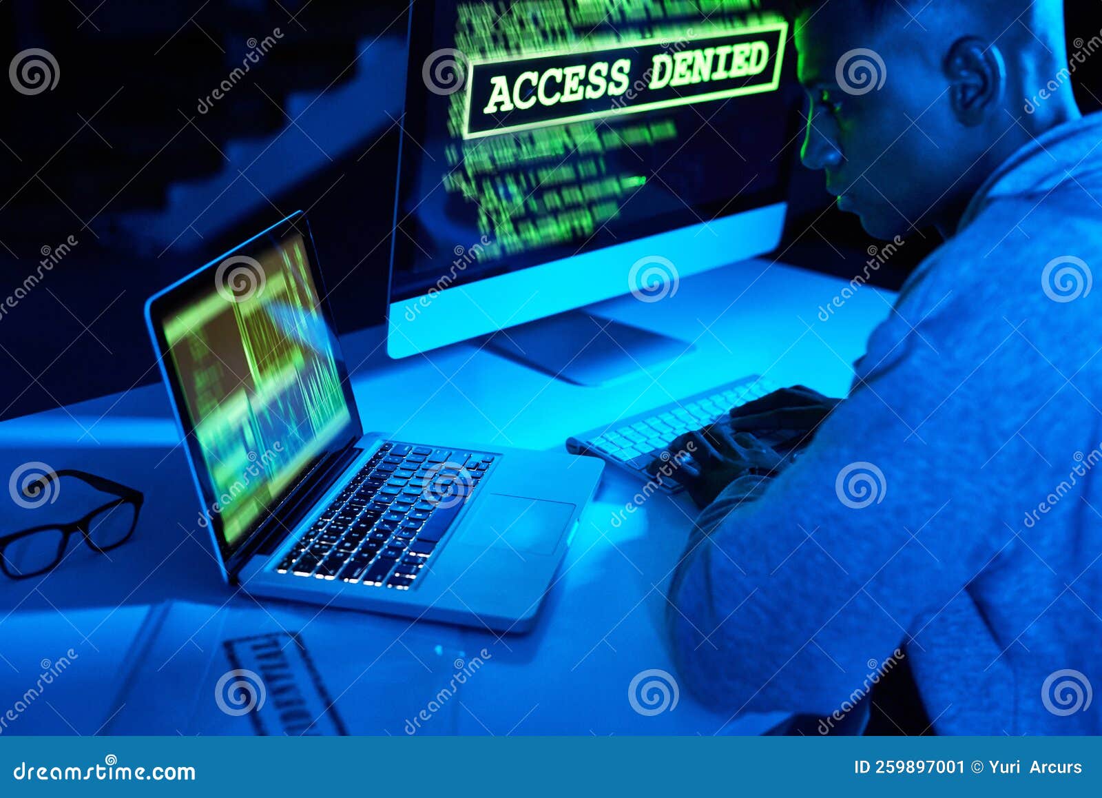 Hes Going To Crack it Soon. a Young Male Hacker Cracking a Computer ...