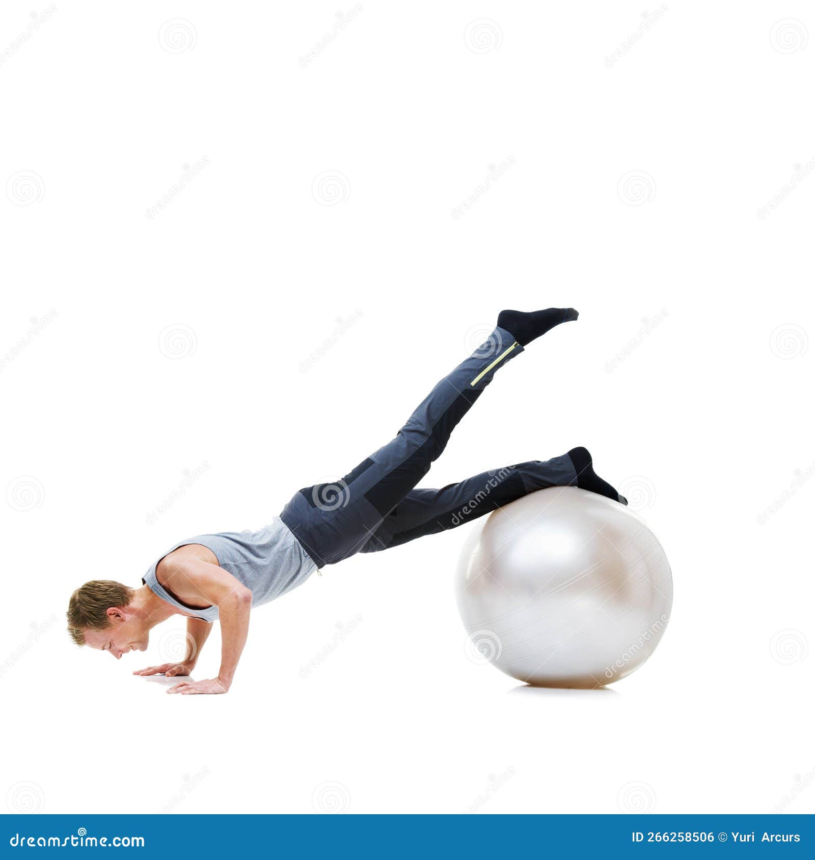 Hes Got Perfect Balance. a Man Balancing on an Exercise Ball with a ...