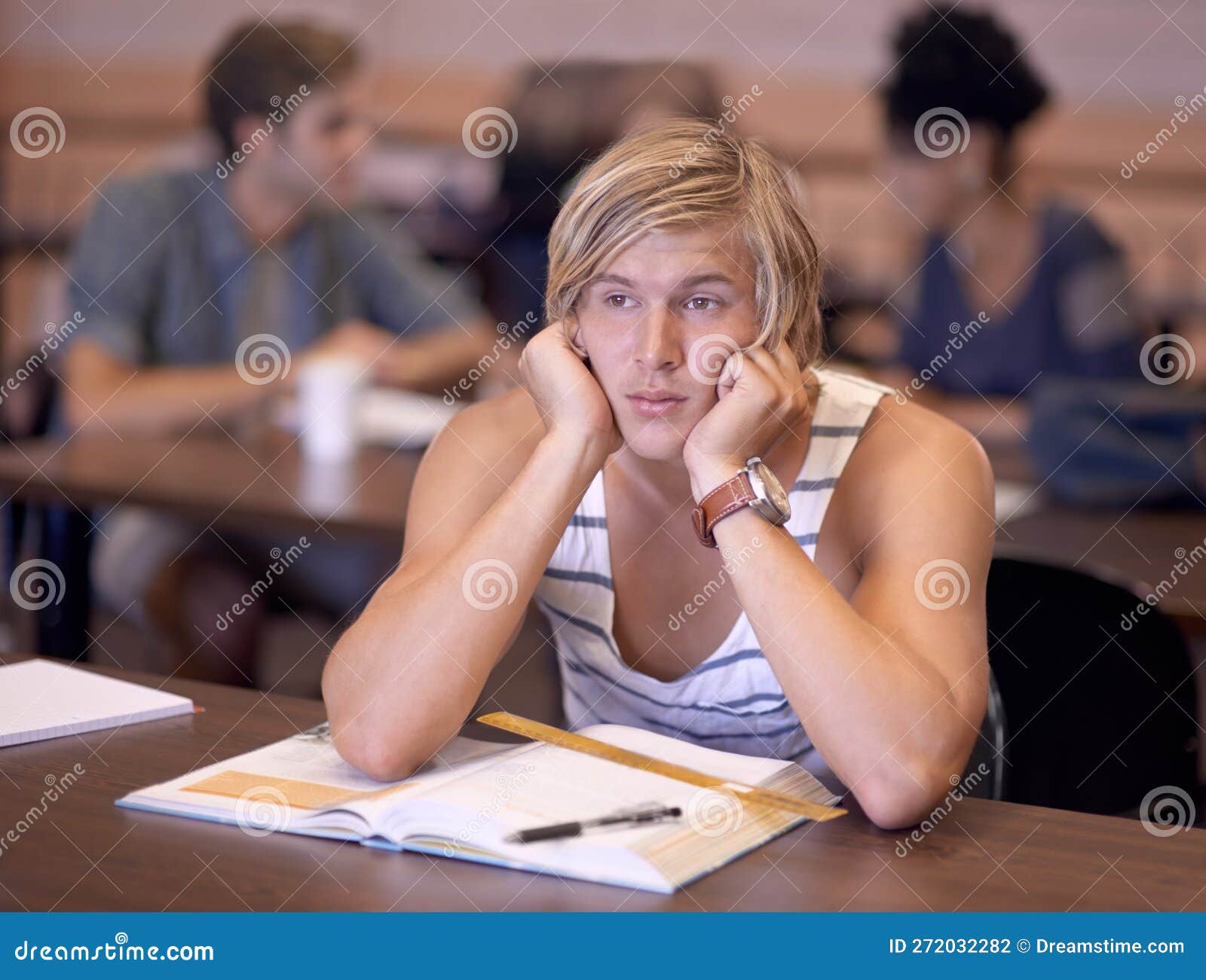Hes Not Impressed with His Course Work...a Bored-looking Young College ...
