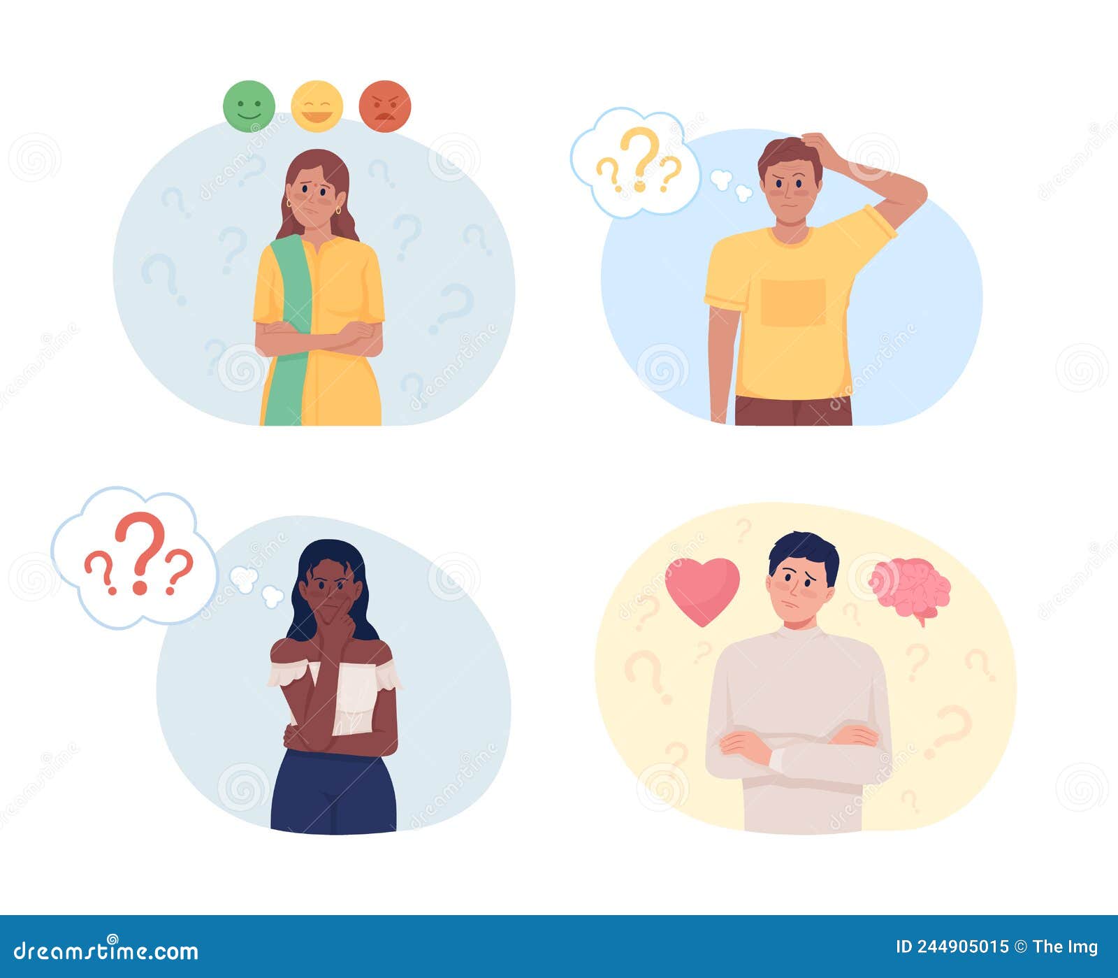 Hesitating People 2D Vector Isolated Illustrations Set Stock Vector ...