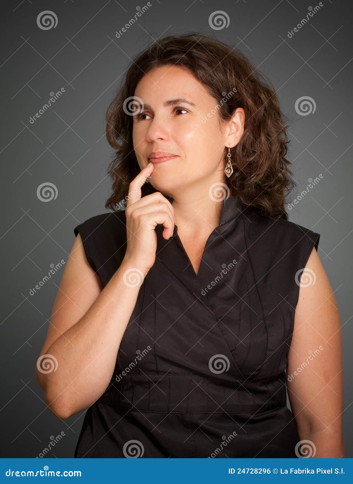 Hesitating woman in black stock photo. Image of casual - 24728296